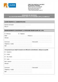 Formulaire de révision de l'allocation personnalisée d'autonomie à domicile | Aude